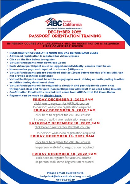 Passport Orientation Training