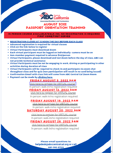 Passport Orientation Training